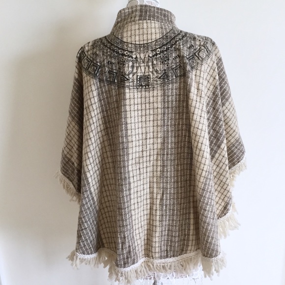Jackets & Coats | New Aztec Design Wool Capeponcho Wfringe | Poshmark